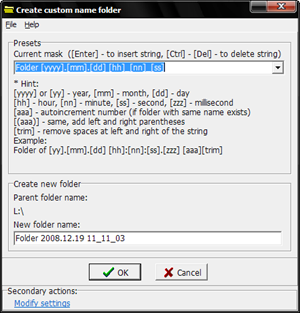 How to create date based folder names in Windows XP